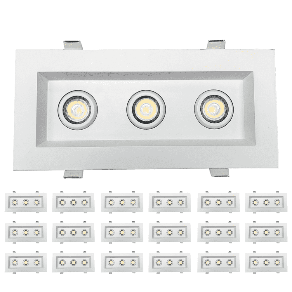Perlglow 18 Pack 2 inch 3 Head Multiple Gimbal Downlight Luminaire ...