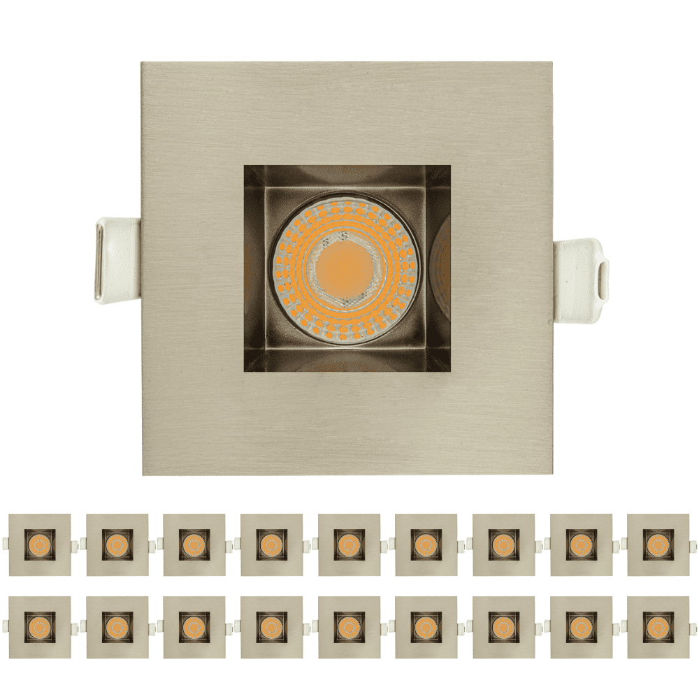 Perlglow 18 Pack 2 inch Square Brushed Nickel Downlight Luminaire, LED ...
