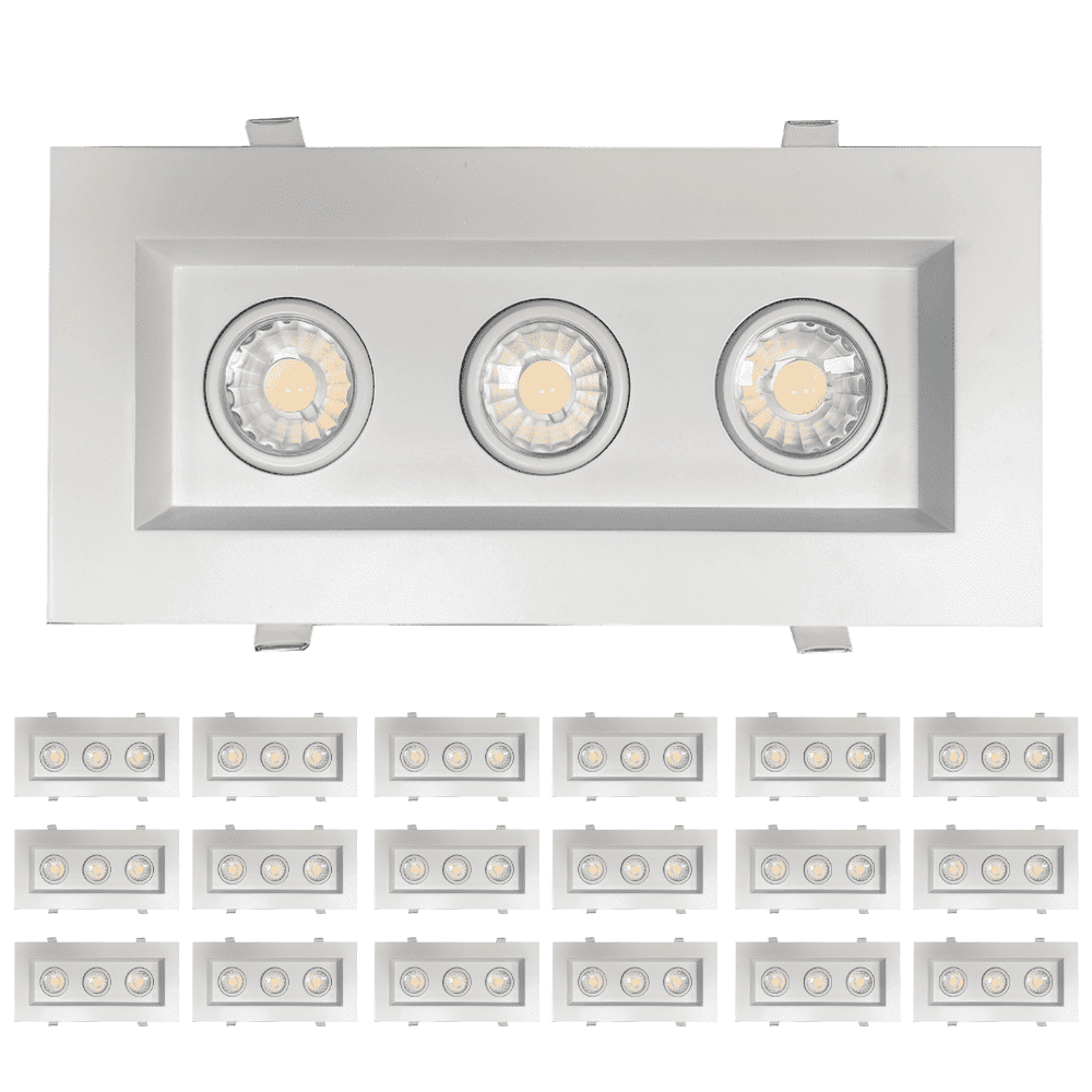Perlglow 18 Pack 3 inch 3 Head Multiple Gimbal Downlight Luminaire ...