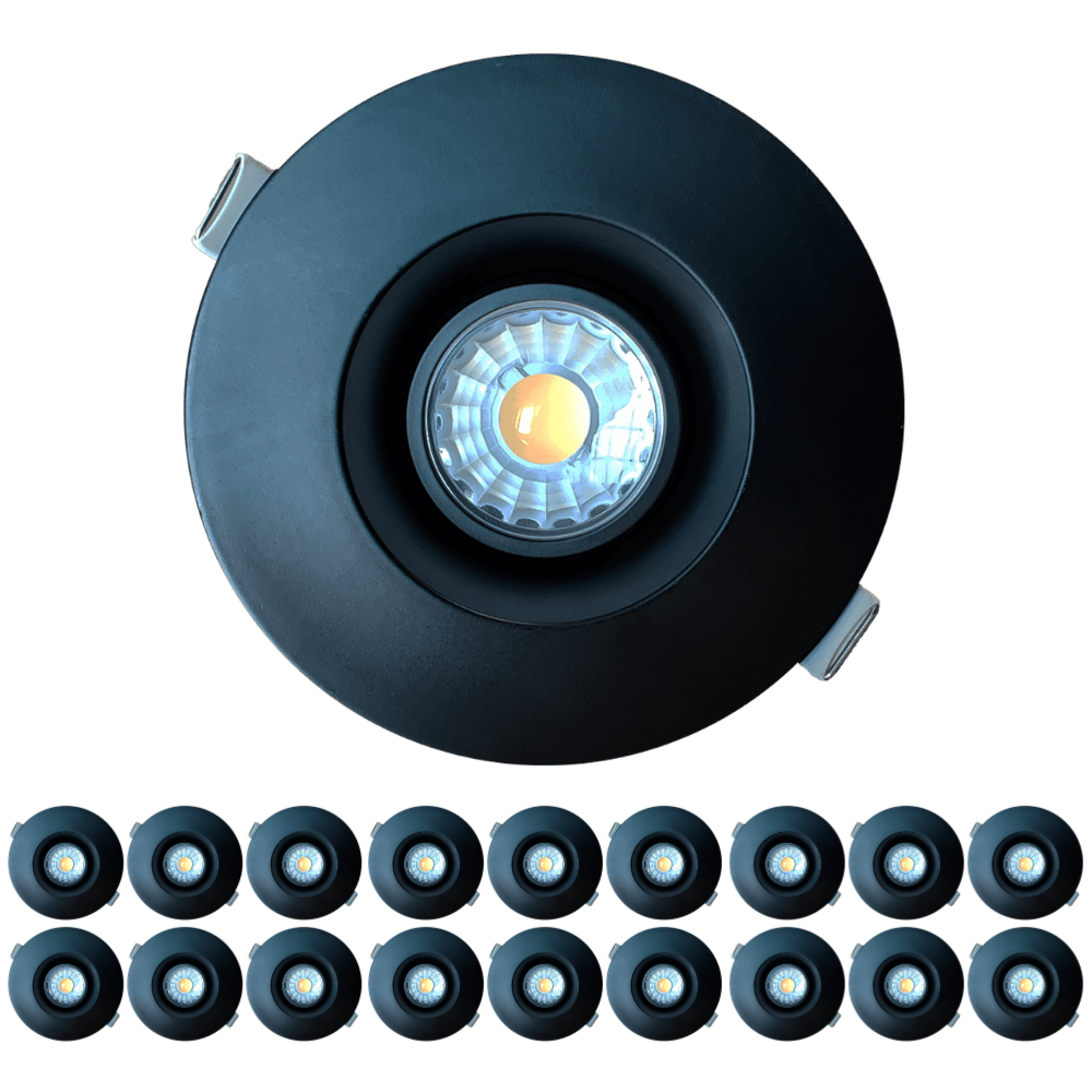 Perlglow 18 Pack 3 inch Gimbal Round Downlight Luminaire, Black Finish ...