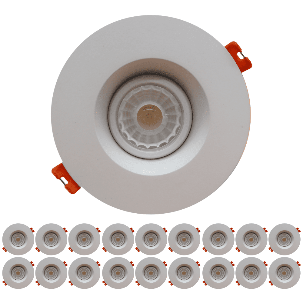 Perlglow 18 Pack 3 inch Gimbal Round Downlight Luminaire, White Finish ...