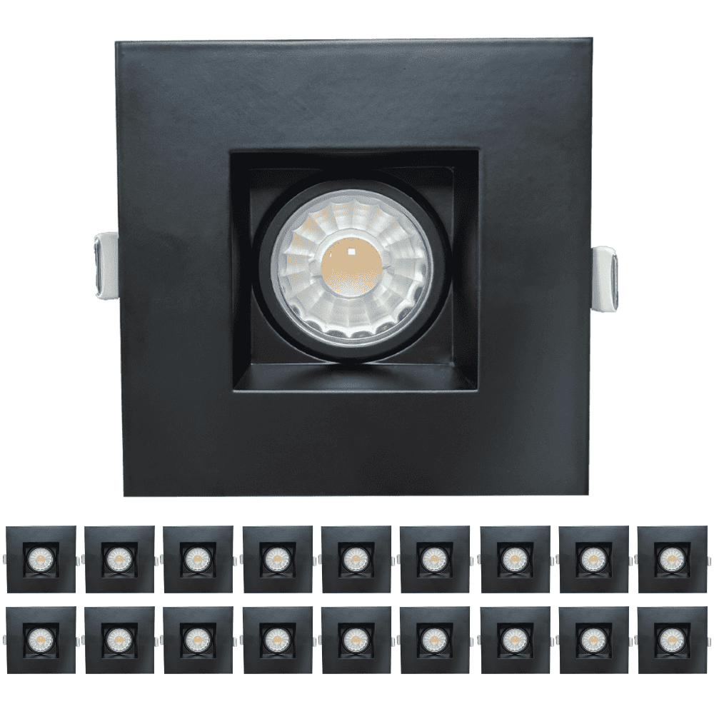 Perlglow 18 Pack 3 inch Gimbal Square Downlight Luminaire, Black Finish ...