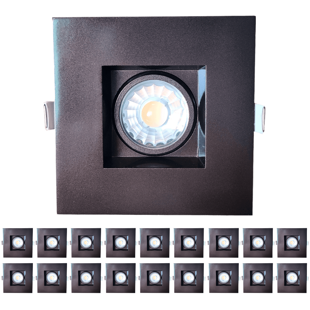 Perlglow 18 Pack 3 inch Gimbal Square Downlight Luminaire,Bronze Finish ...