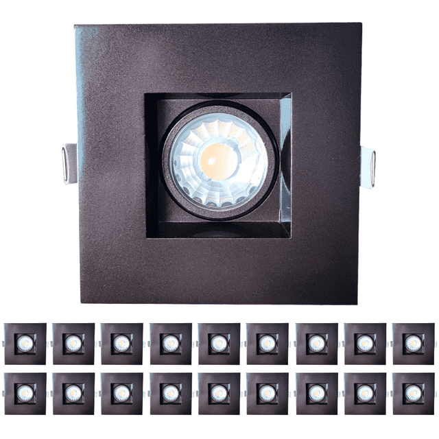 Perlglow 18 Pack 3 inch Gimbal Square Downlight Luminaire,Bronze Finish ...