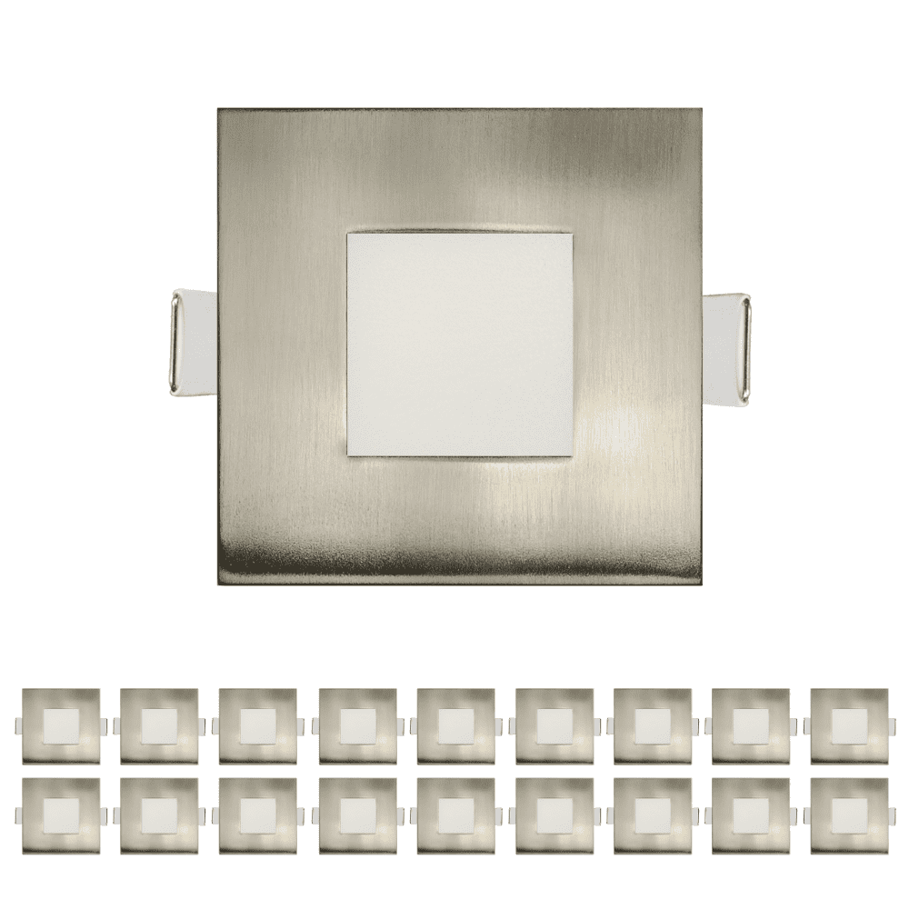 Perlglow 18 Pack 3 inch Slim Square Brushed Nickel Downlight Luminaire ...