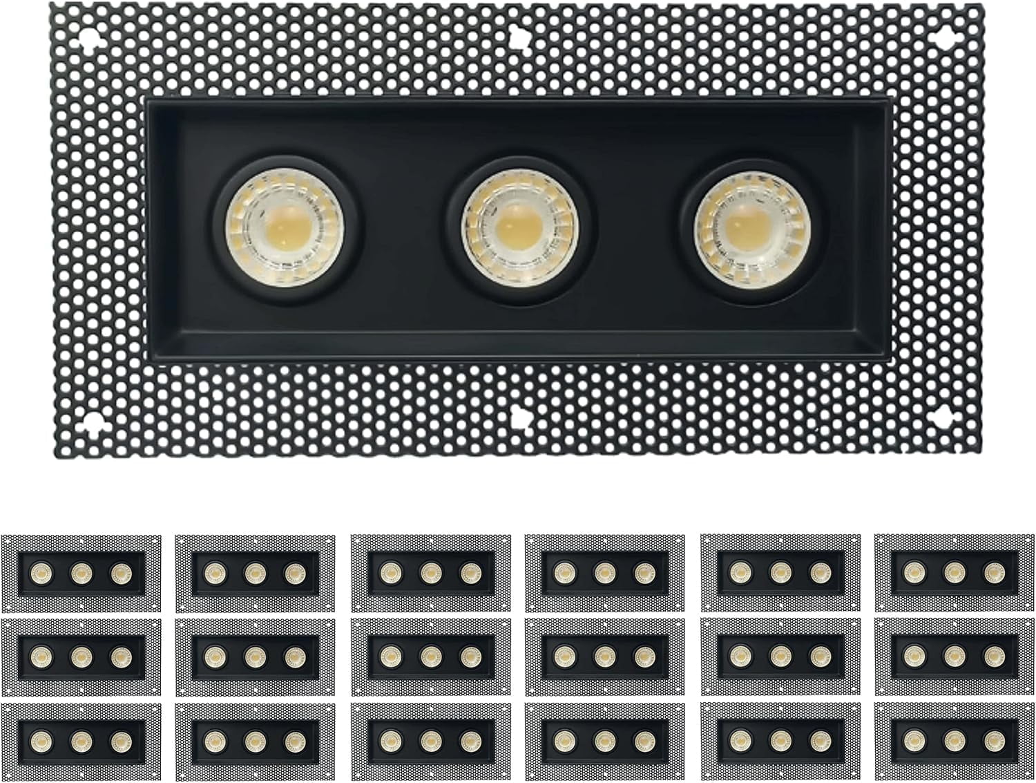 Perlglow 18 Pack 3 inch Trimless 3 Head Black Multiple Gimbal Downlight ...