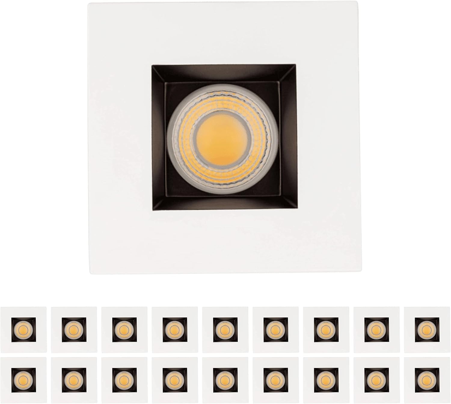Perlglow 18 Pack 3 inch Two-Tone Square Downlight Luminaire, LED ...