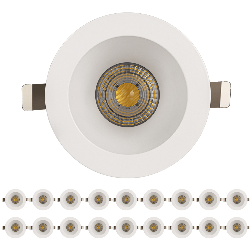 Perlglow 18 Pack 4 inch Deep Round Downlight Luminaire, White Smooth ...