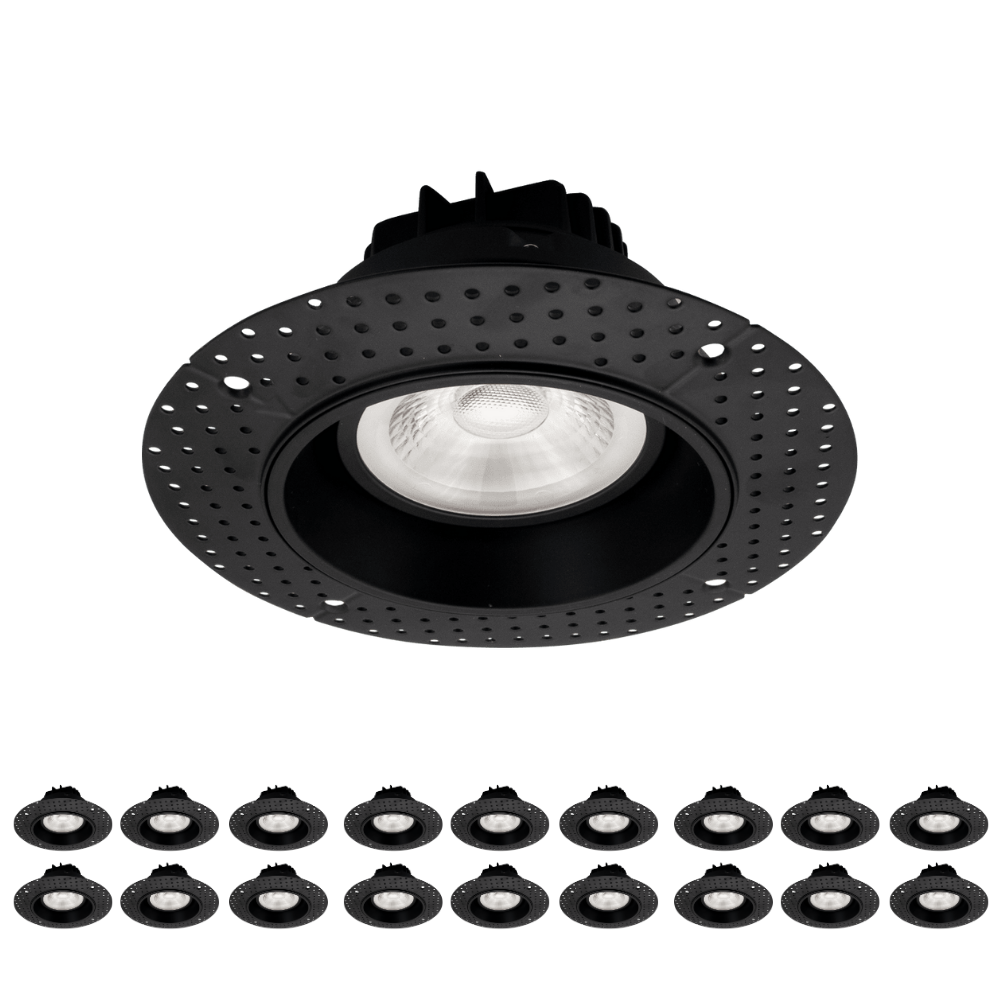 Perlglow 18 Pack 4 inch Gimbal Trimless Black Round Downlight Luminaire ...