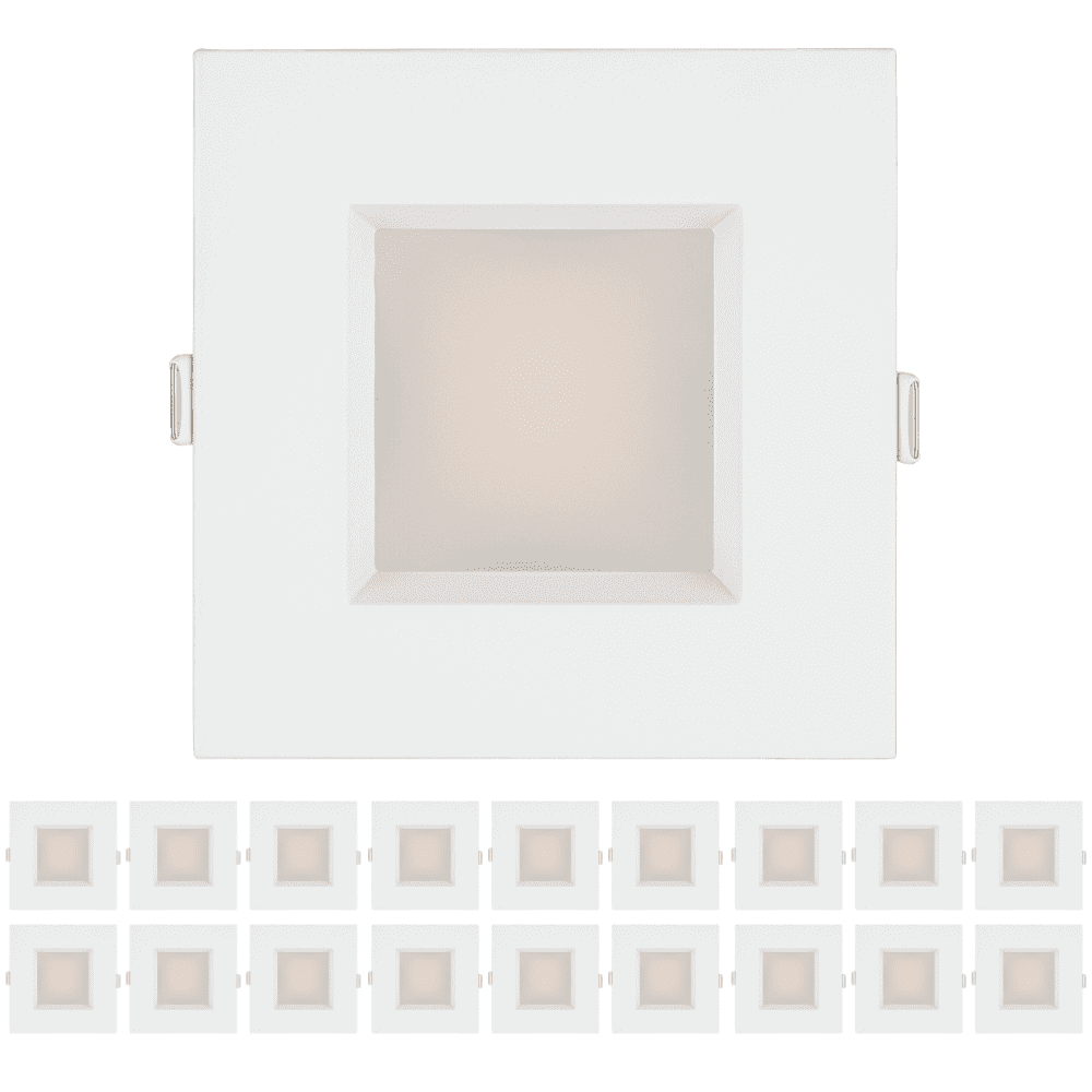 Perlglow 18 Pack 4 inch Slim Square Downlight Luminaire, White Finish ...