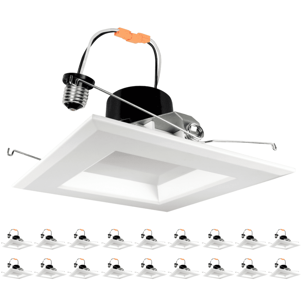 Perlglow 18 Pack 6 inch Retrofit Square Downlight Luminaire, White ...
