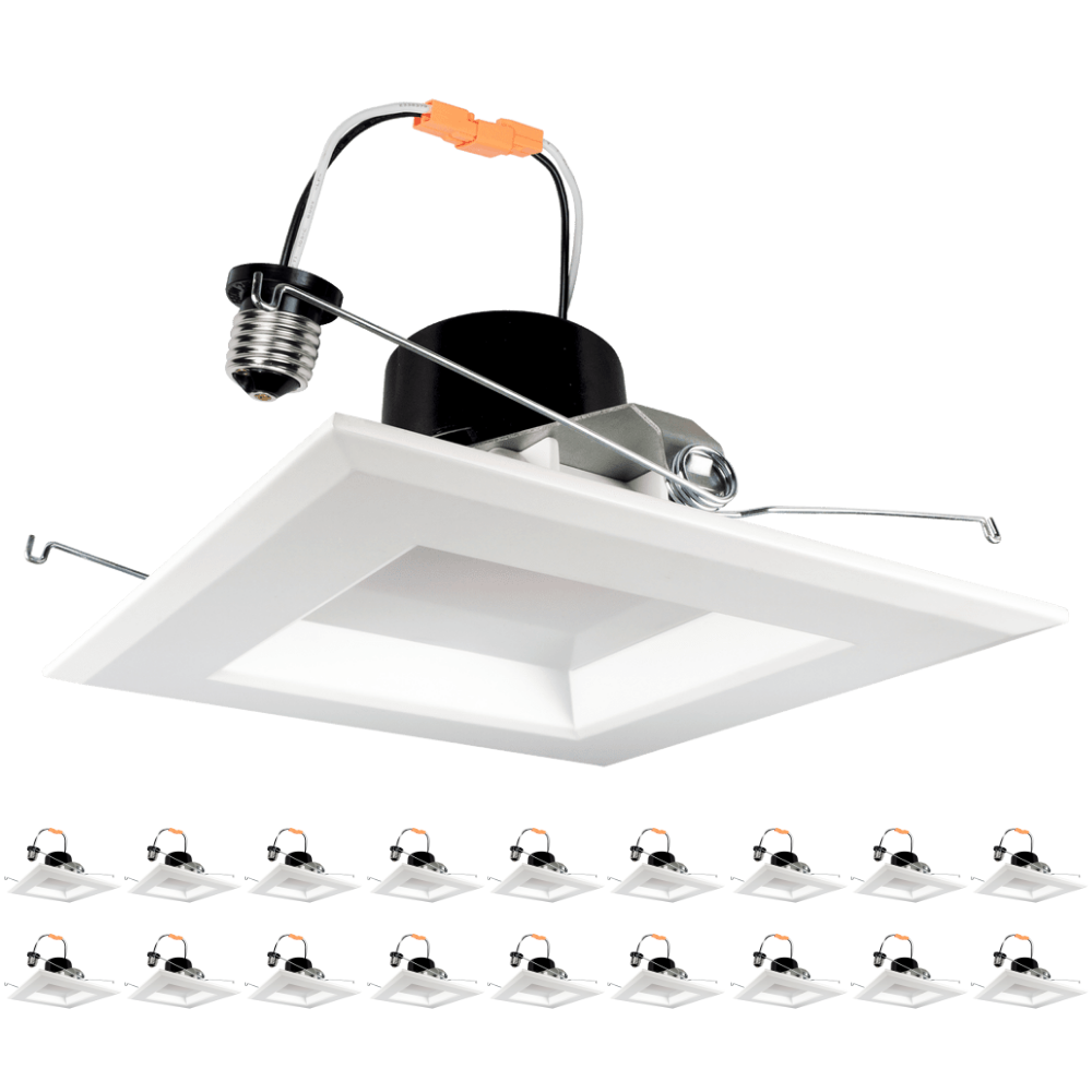 Perlglow 18 Pack 6 inch Retrofit Square Downlight Luminaire, White ...