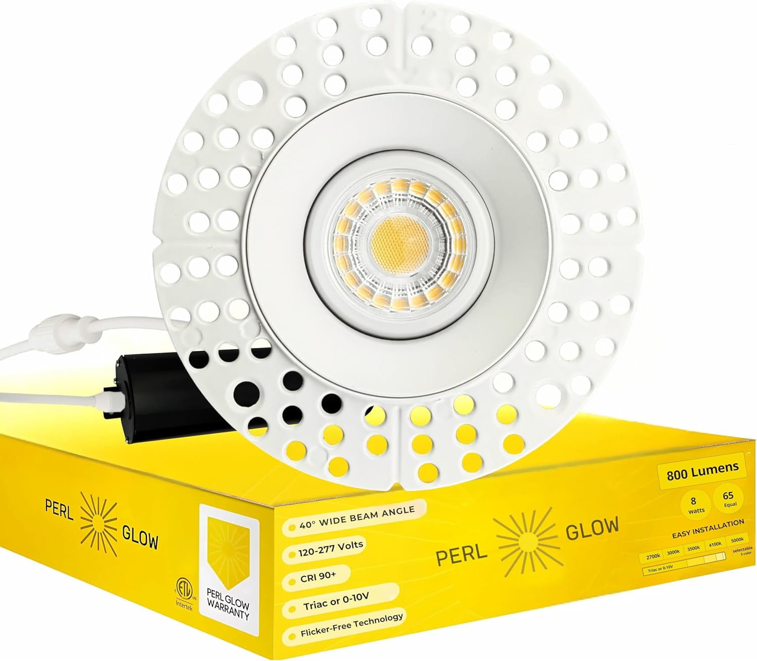 Perlglow 2" Trimless Round White 8W, 800 Lumens, 5CCT Gimbal Light ...