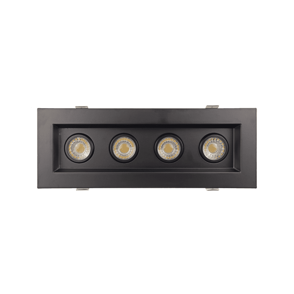 Perlglow 3 inch 4 Head Multiple Gimbal Downlight Luminaire, Black ...