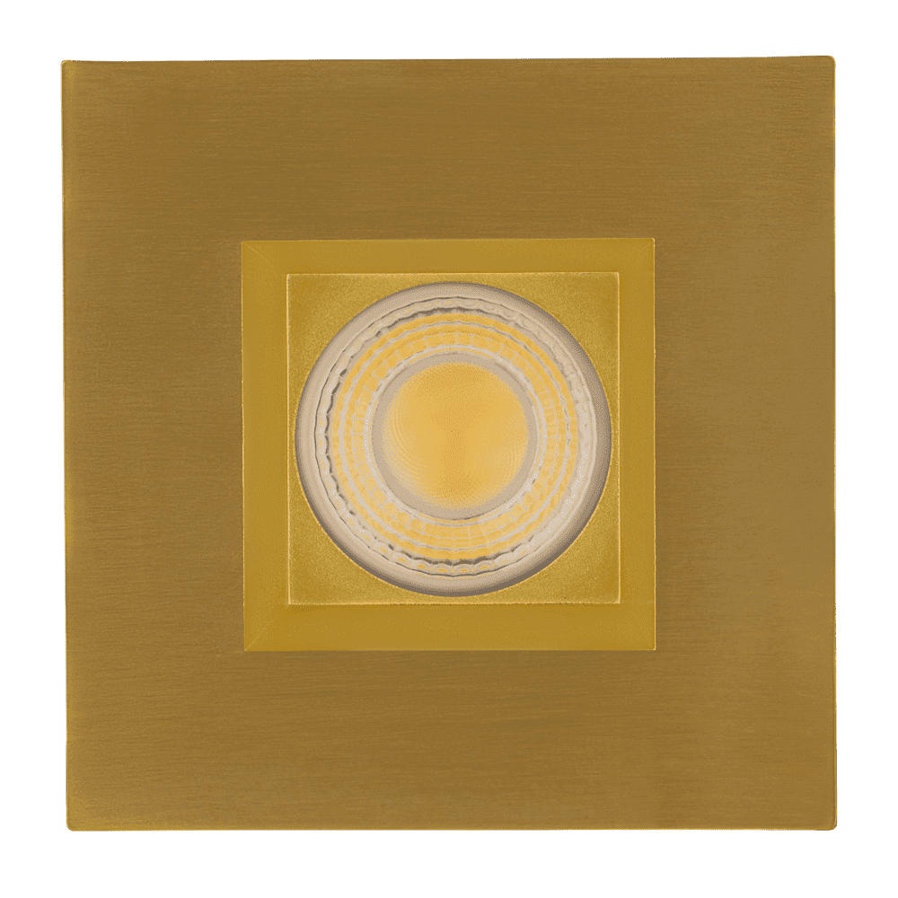 Perlglow 3 inch Brushed Brass Square Downlight Luminaire, LED Recessed ...