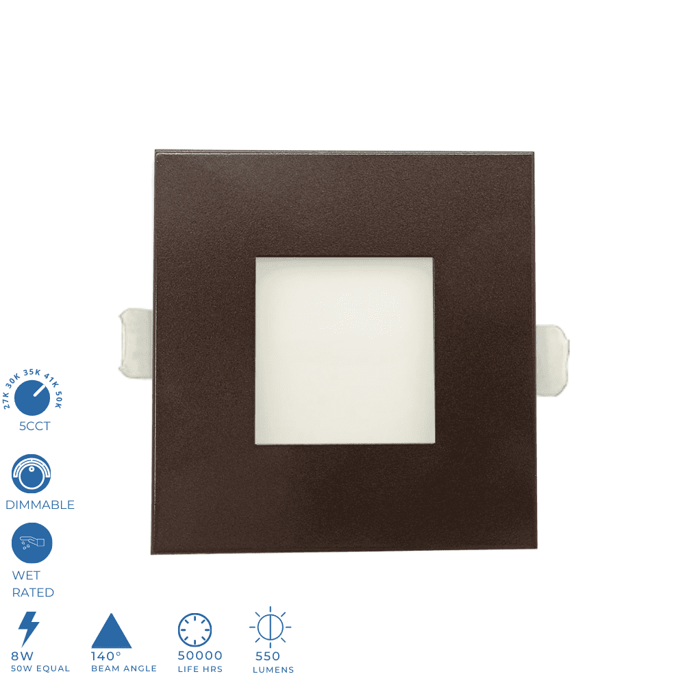 Perlglow 3 inch Slim Square Bronze Downlight Luminaire, Fire Rated ...