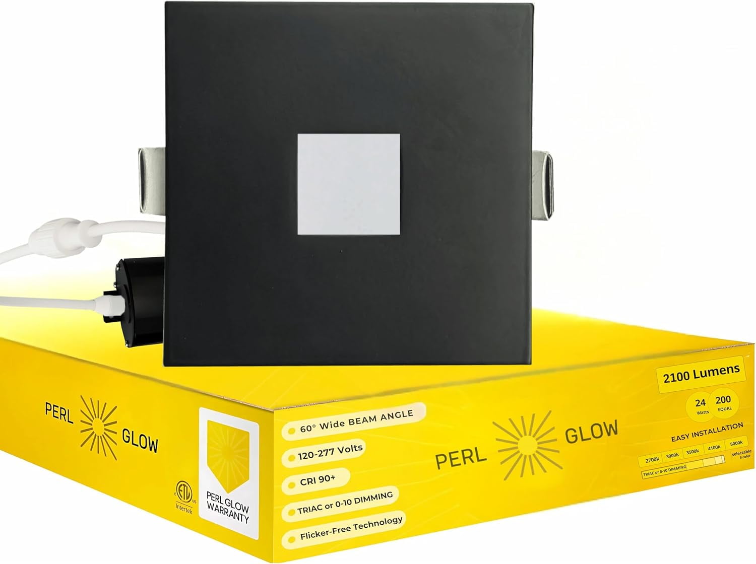 Perlglow 3 inch Square Black Pinhole Trim HO Downlight Luminaire, LED ...