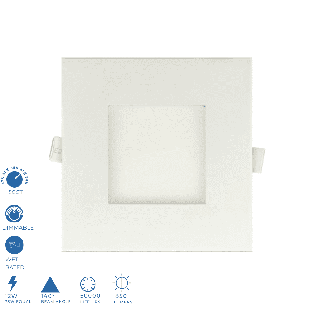 Perlglow 4 inch Slim Square White Downlight Luminaire, Fire Rated ...