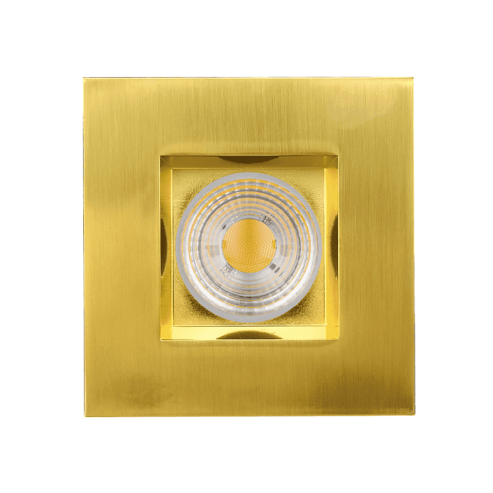 Perlglow 4 inch Square Brushed Brass Downlight Luminaire, LED Recessed ...