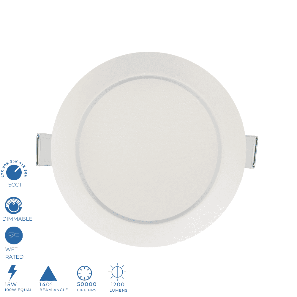 Perlglow 5 inch Slim Round White Downlight Luminaire, Fire Rated, Wafer ...