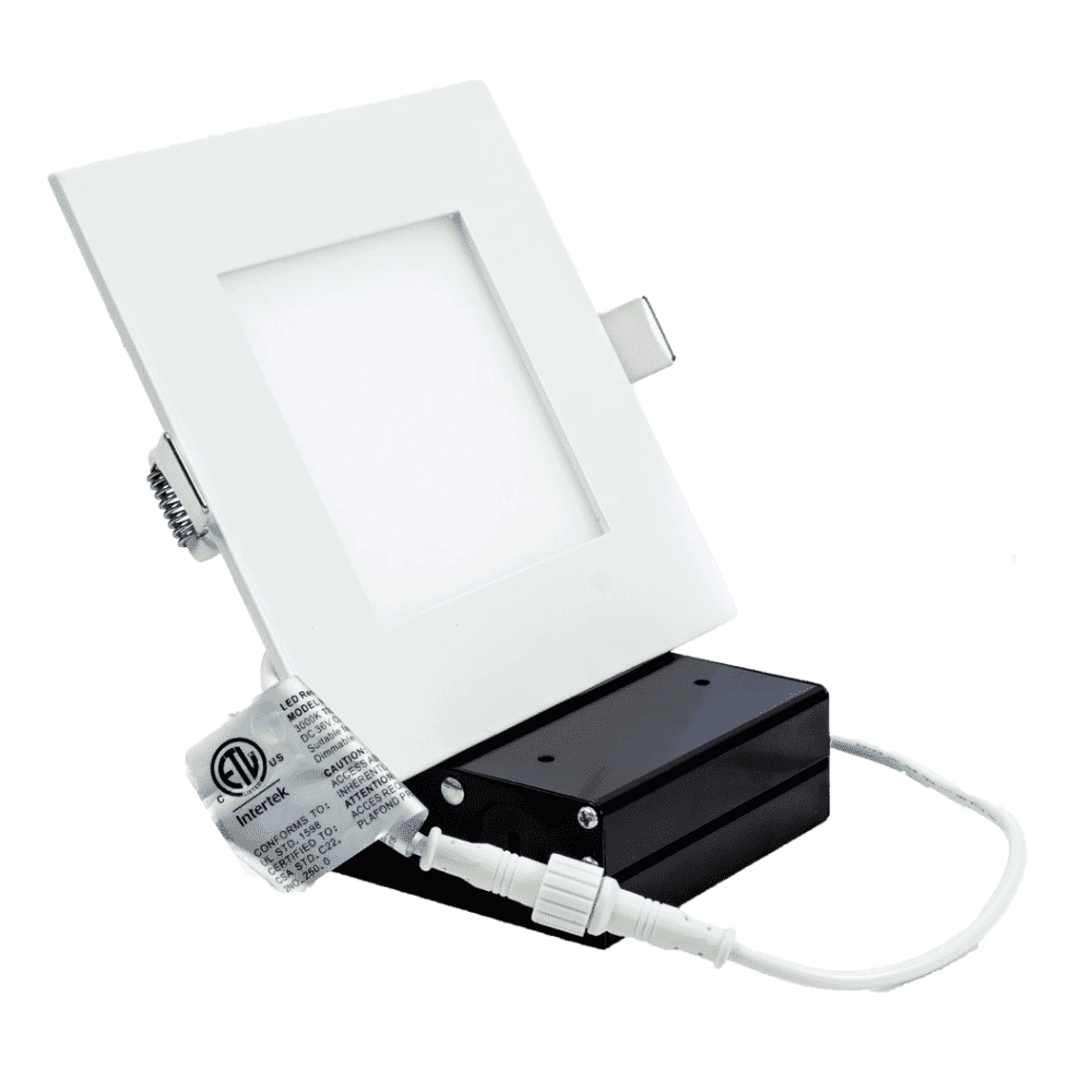 Perlglow 6 inch Slim Square Downlight Luminaire, White Finish, Wafer ...