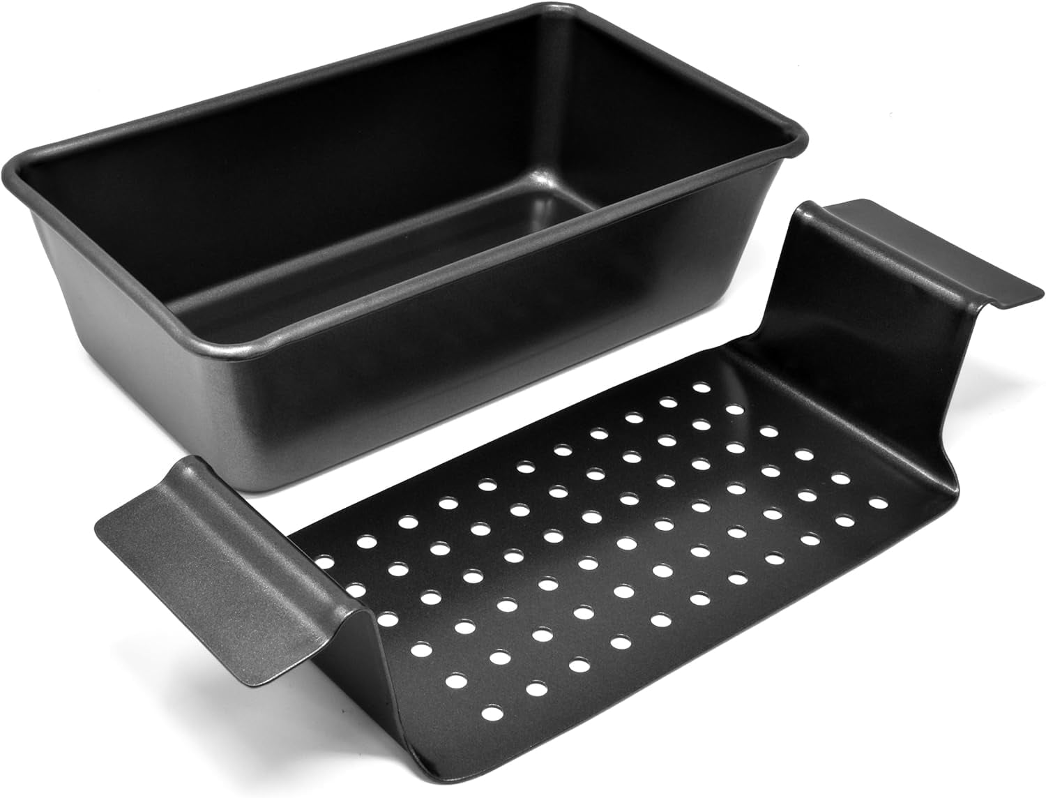 Perlli 2-in-1 Meat Loaf Pan with Drain Tray Insert Non-Stick Coating ...