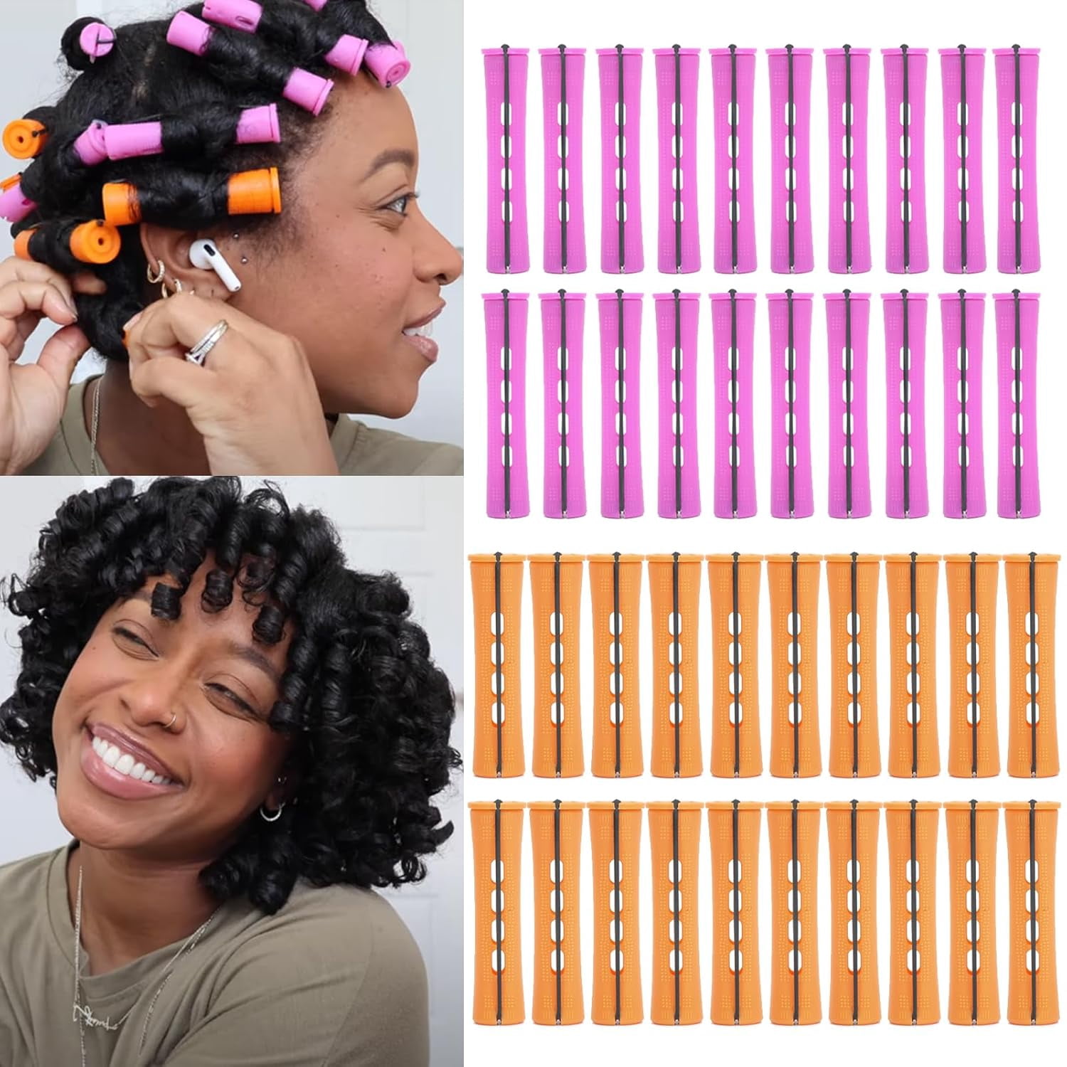 Perm Rods For Short Hair 40Pcs Beige Perm Rods For Black Women Plastic ...