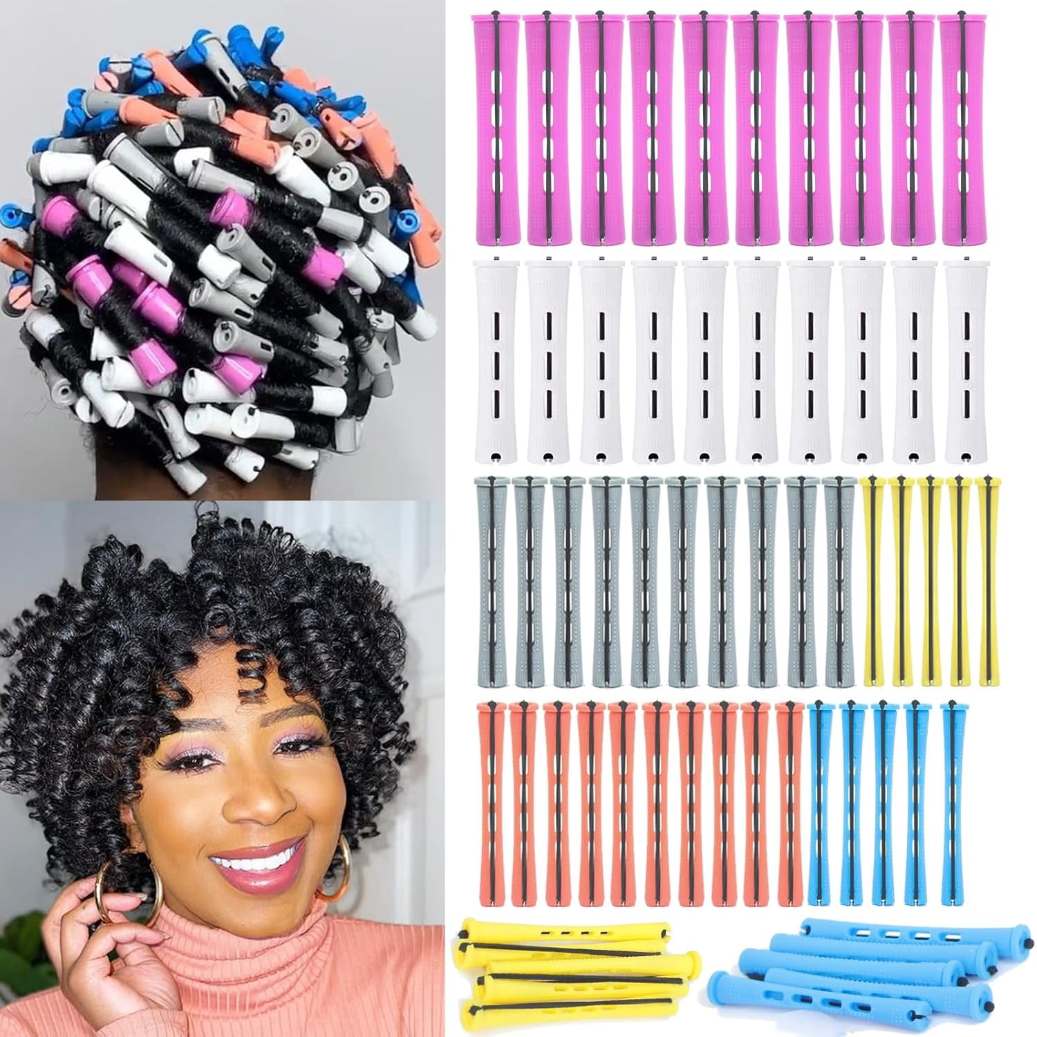 Perm Rods For Short Hair 40Pcs Beige Perm Rods For Black Women Plastic ...