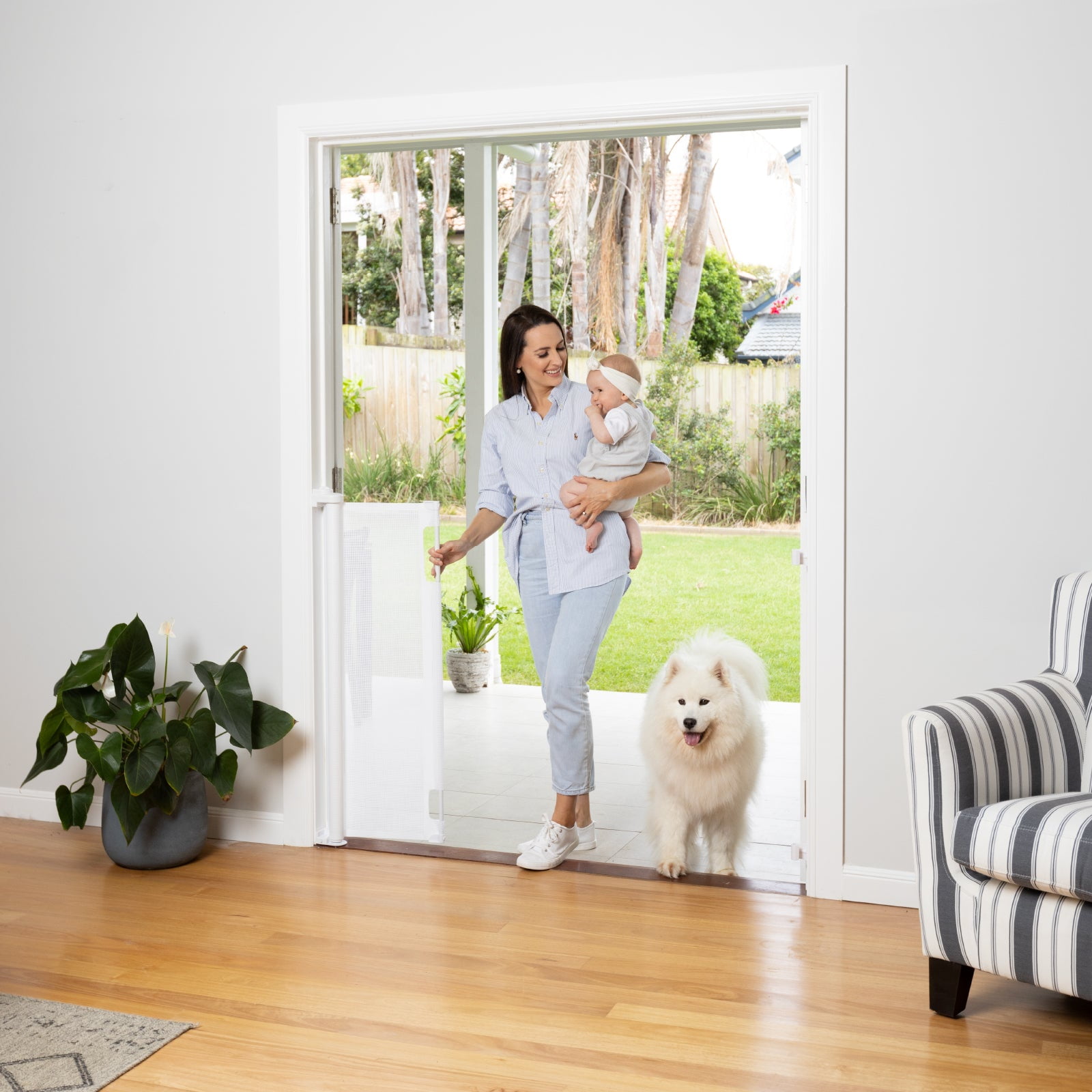 Perma Child Safety 71 in. Wide x 41 in. Tall White Retractable Baby ...
