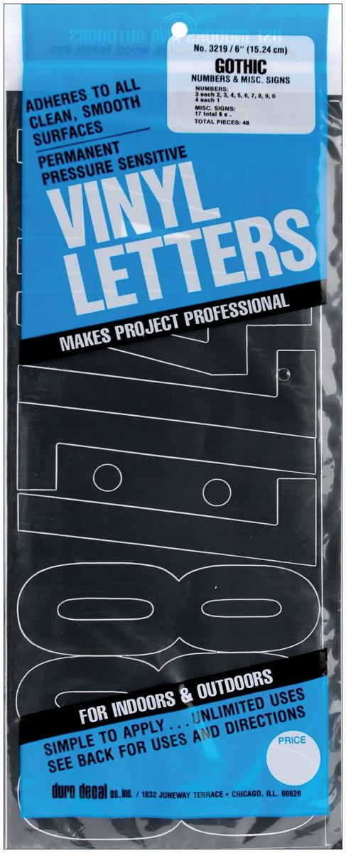 Permanent Adhesive Vinyl Numbers, 6", Gothic - Walmart.com