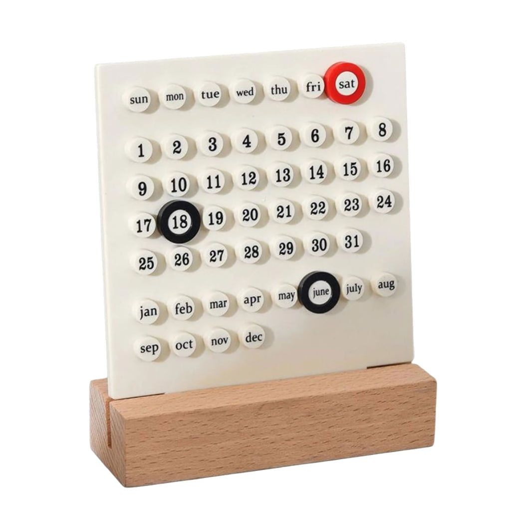 Permanent Calendar with 3 Rings Wood Stand Monthly Permanent Calendar ...