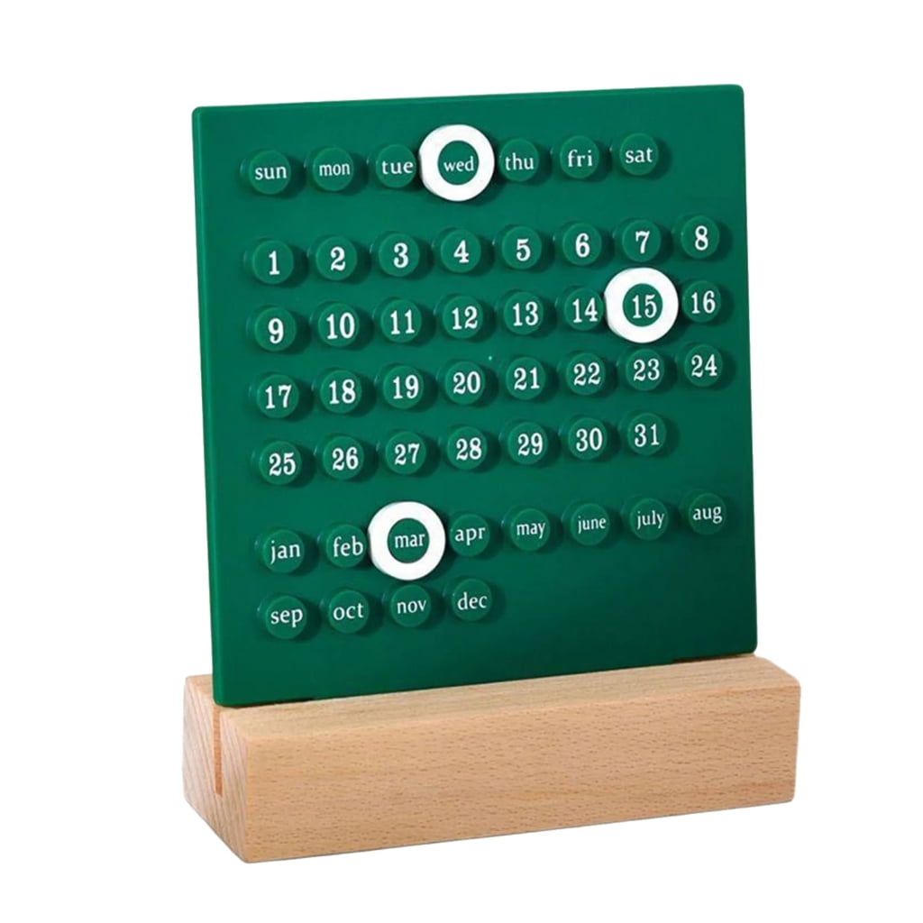 Permanent Calendar with 3 Rings Wood Stand Monthly Permanent Calendar ...