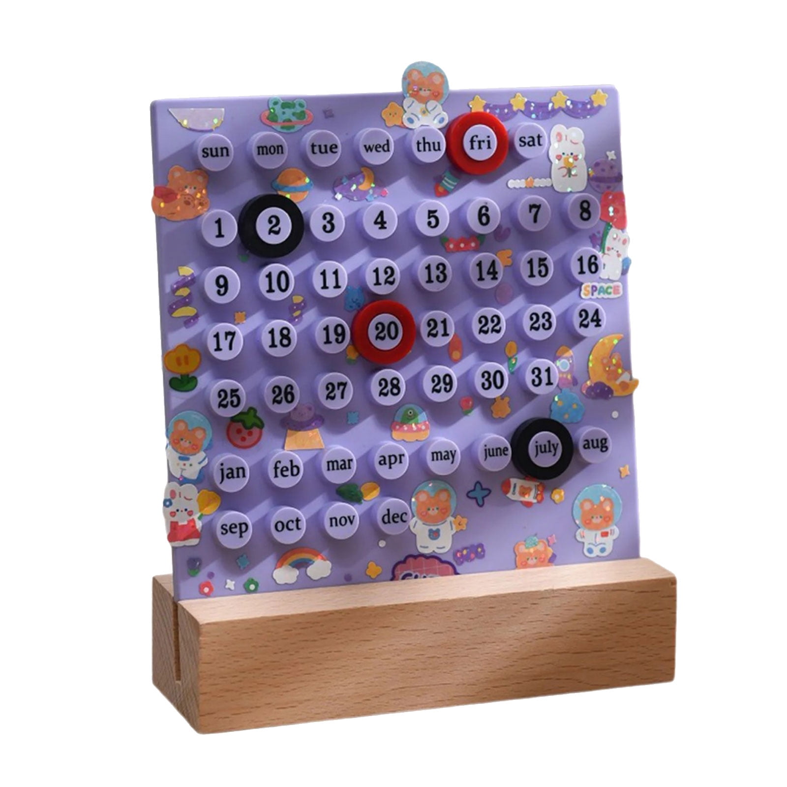Permanent Calendar with 3 Rings Wood Stand Monthly Permanent Calendar ...
