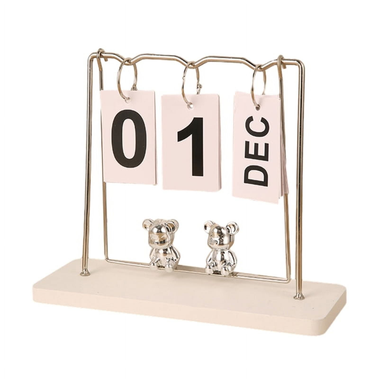 Permanent Calendar with Dates and Month Cards, Iron Rings Binding Flip ...