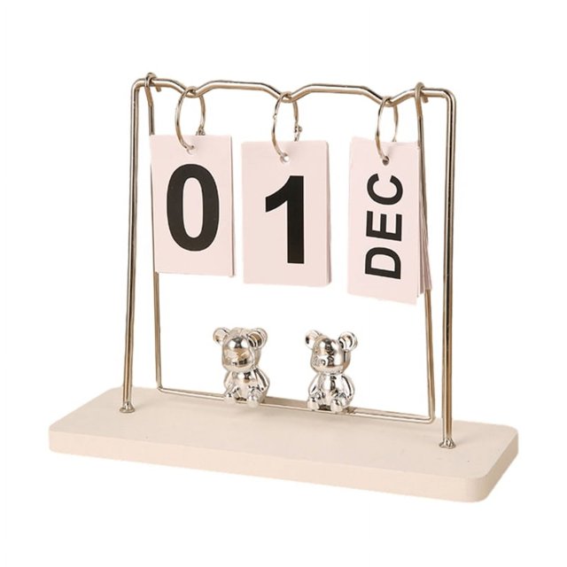 Permanent Calendar with Dates and Month Cards, Iron Rings Binding Flip ...