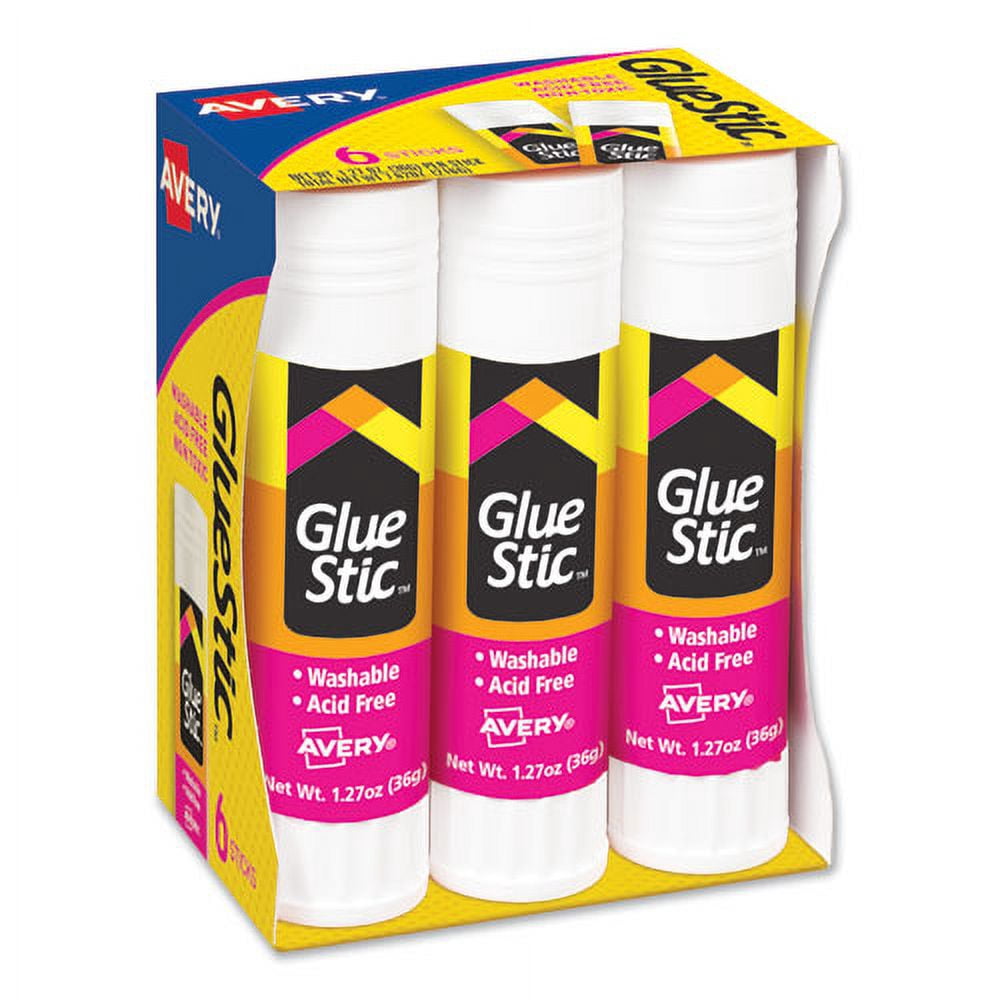 Permanent Glue Stic Value Pack, 1.27 Oz, Applies White, Dries Clear, 6 ...