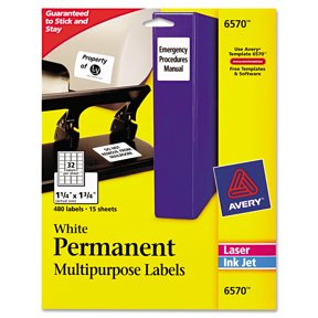 Avery Removable Multi-Use Labels, Inkjet/Laser Printers, 1" dia, White ...