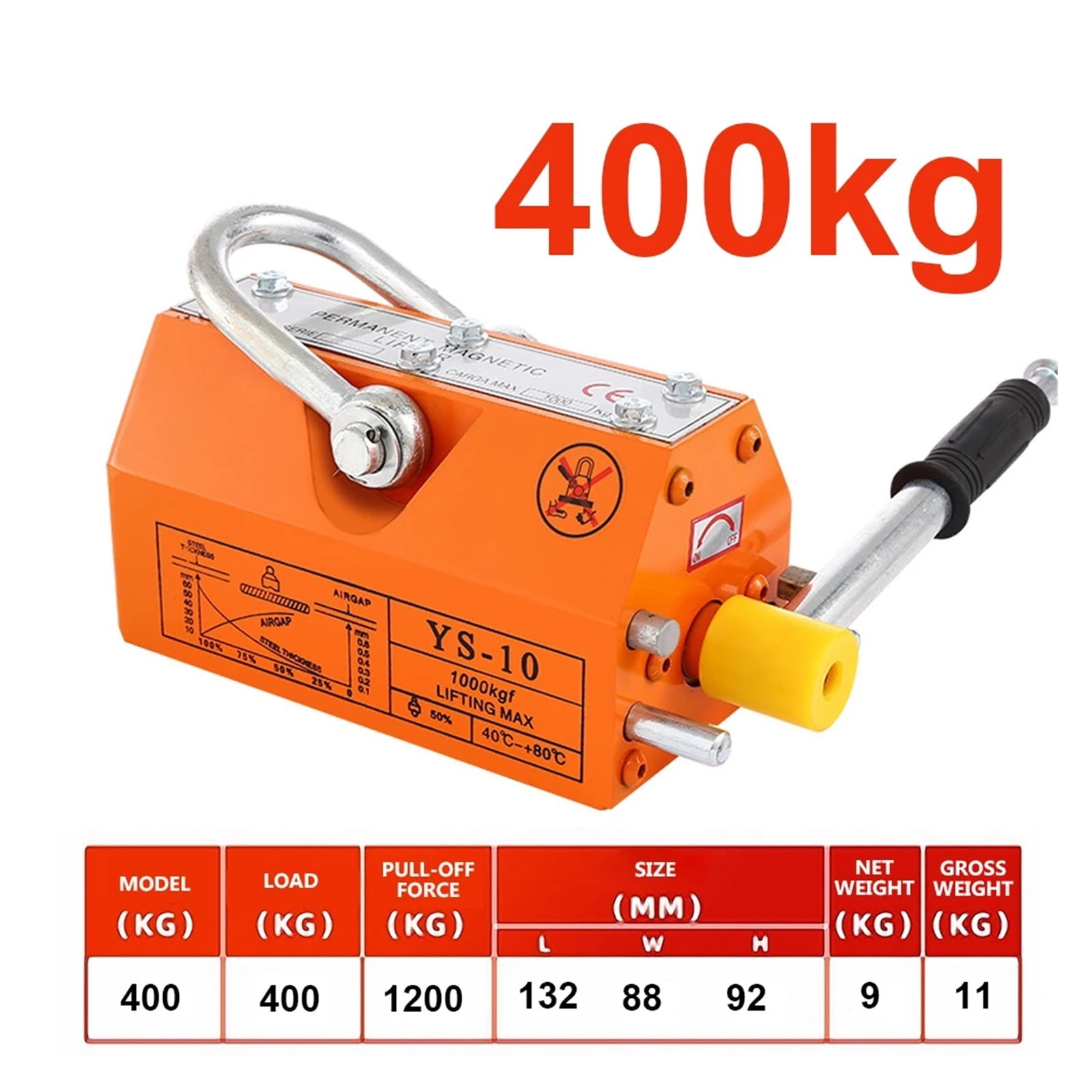 Permanent Magnet Crane Magnetic Lifter 400KG Heavy Duty Steel Crane ...