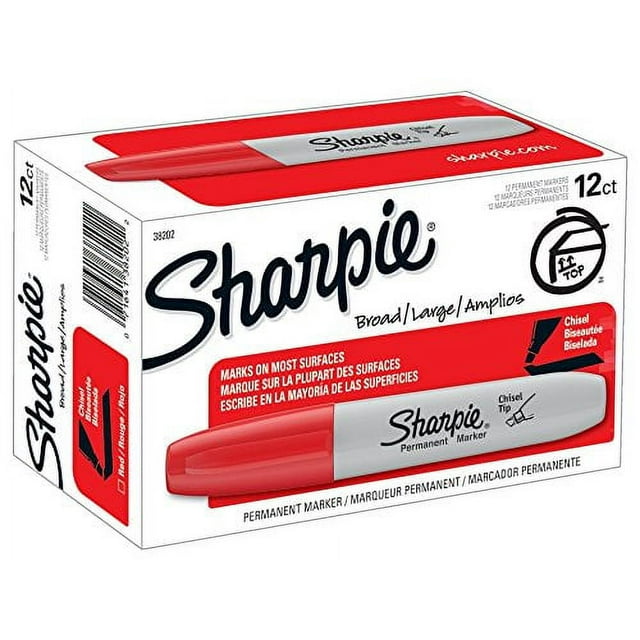 Permanent Marker, 5.3mm Chisel Tip, Red, Dozen - Walmart.com