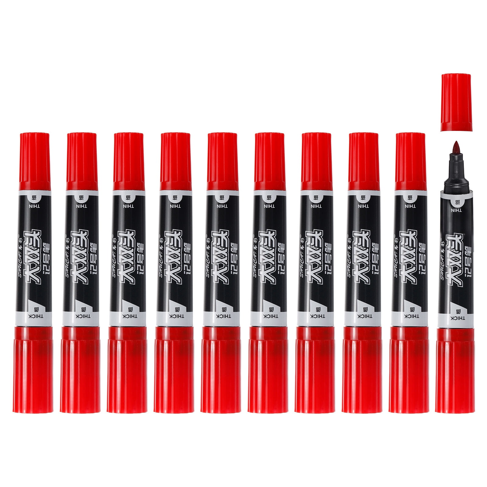 Permanent Marker Pens Red Ink Twin Tip Oil Based Paint Markers, 10 Pack ...