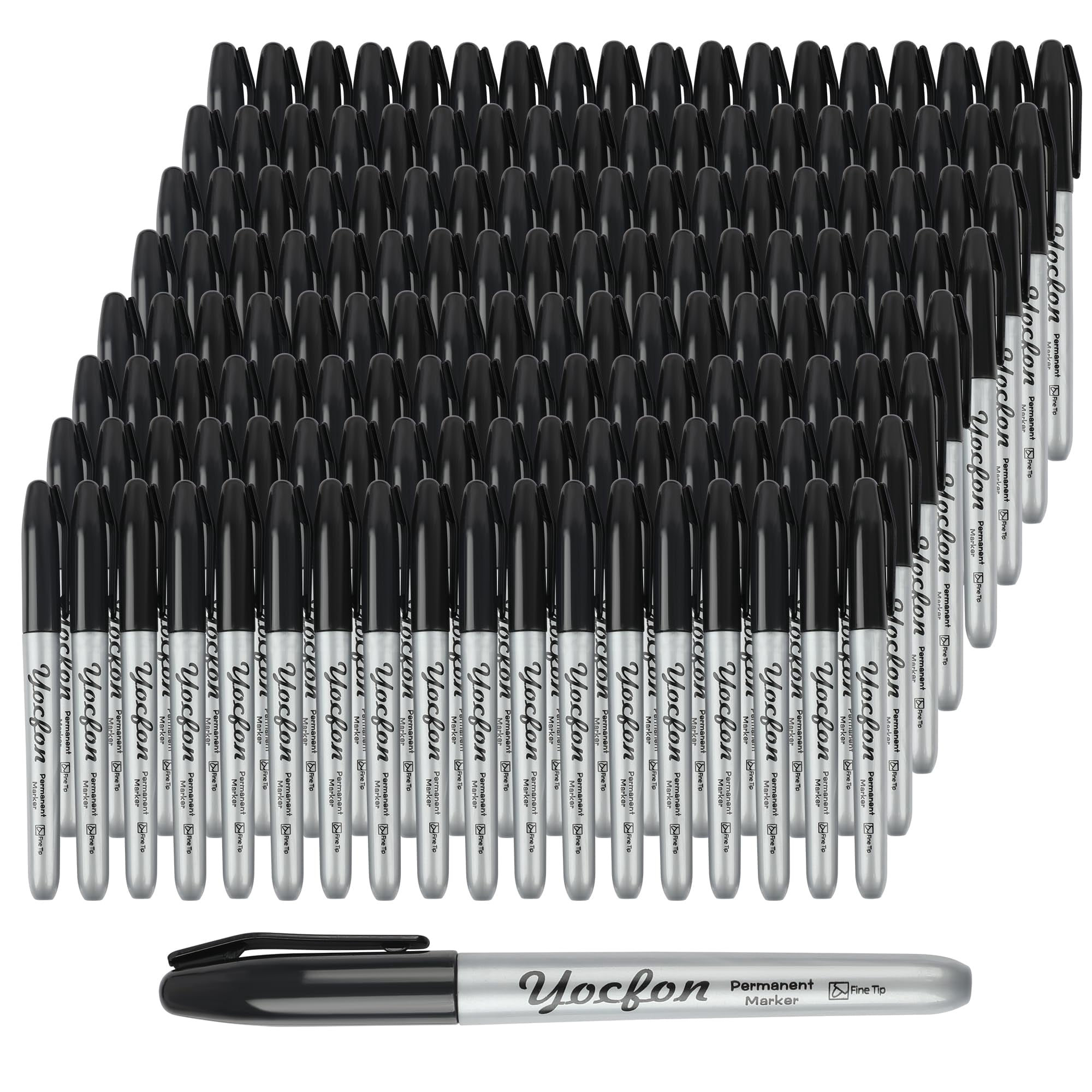 Permanent Markers Bulk, 144 Count Black Permanent Markers Set, Fine Tip ...