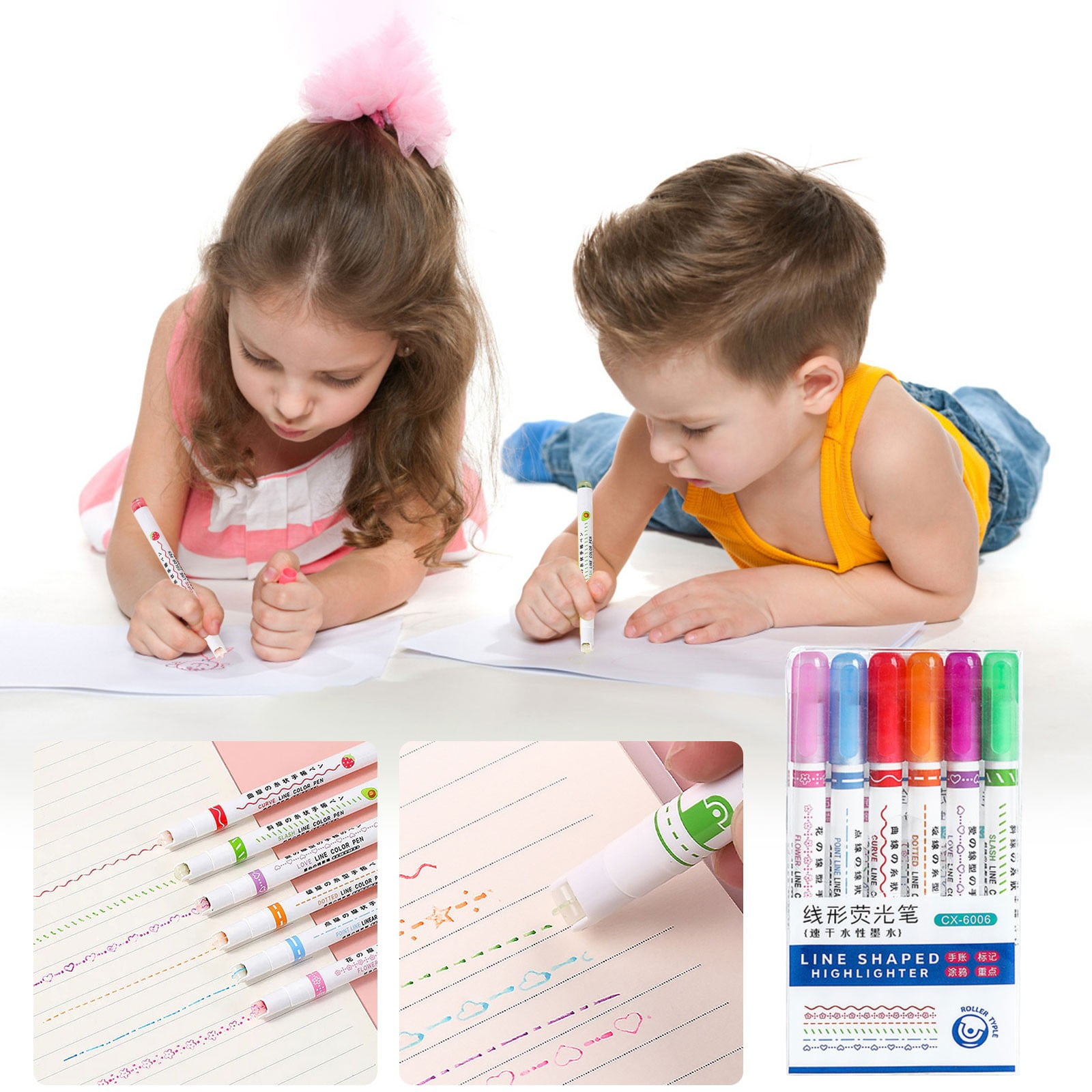 Permanent Markers, Colour Roller Pens 6 Pack - Markers With 6 Different ...