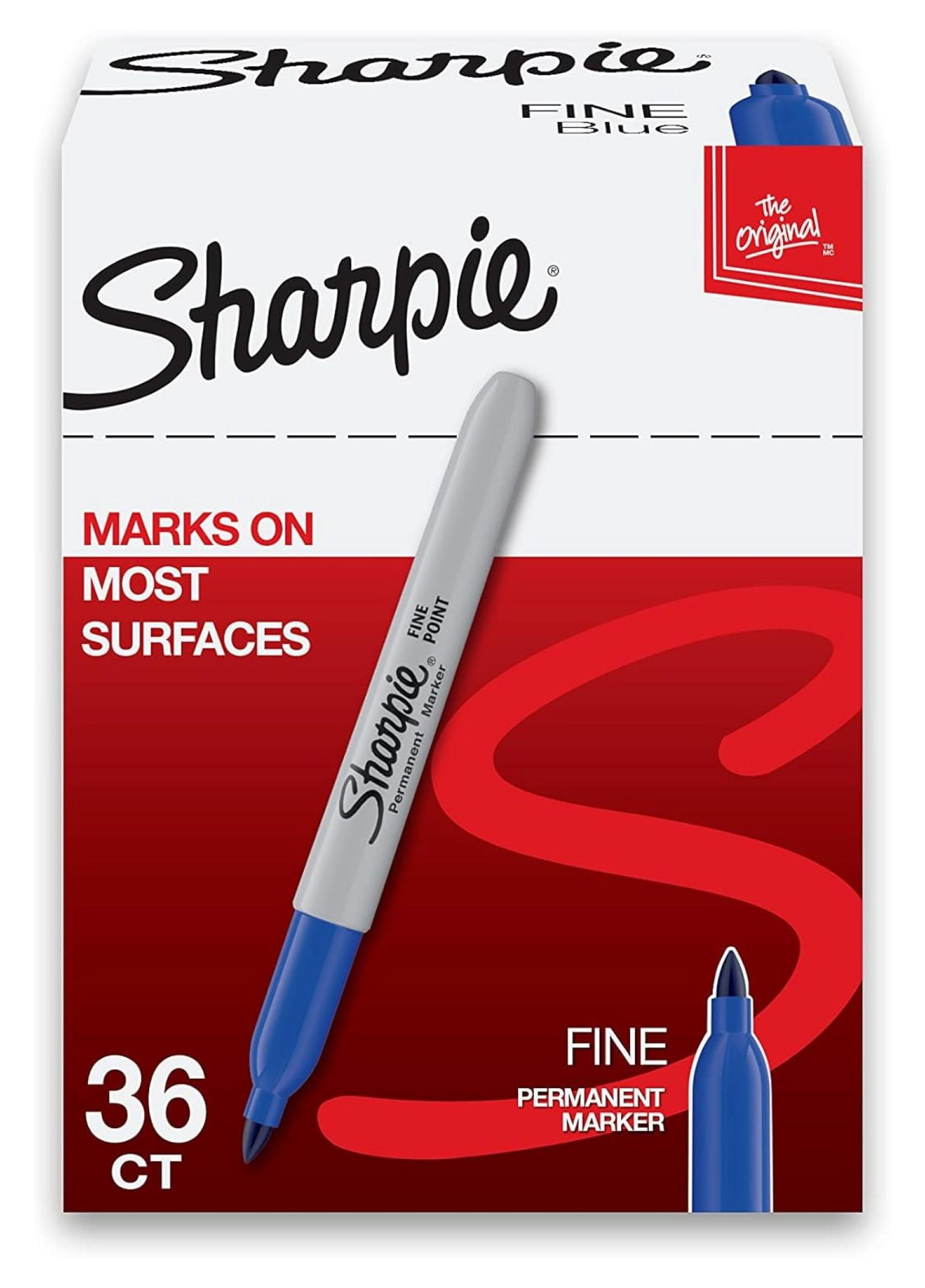 Permanent Markers, Fine Point, Blue, Box of 36 - Walmart.com