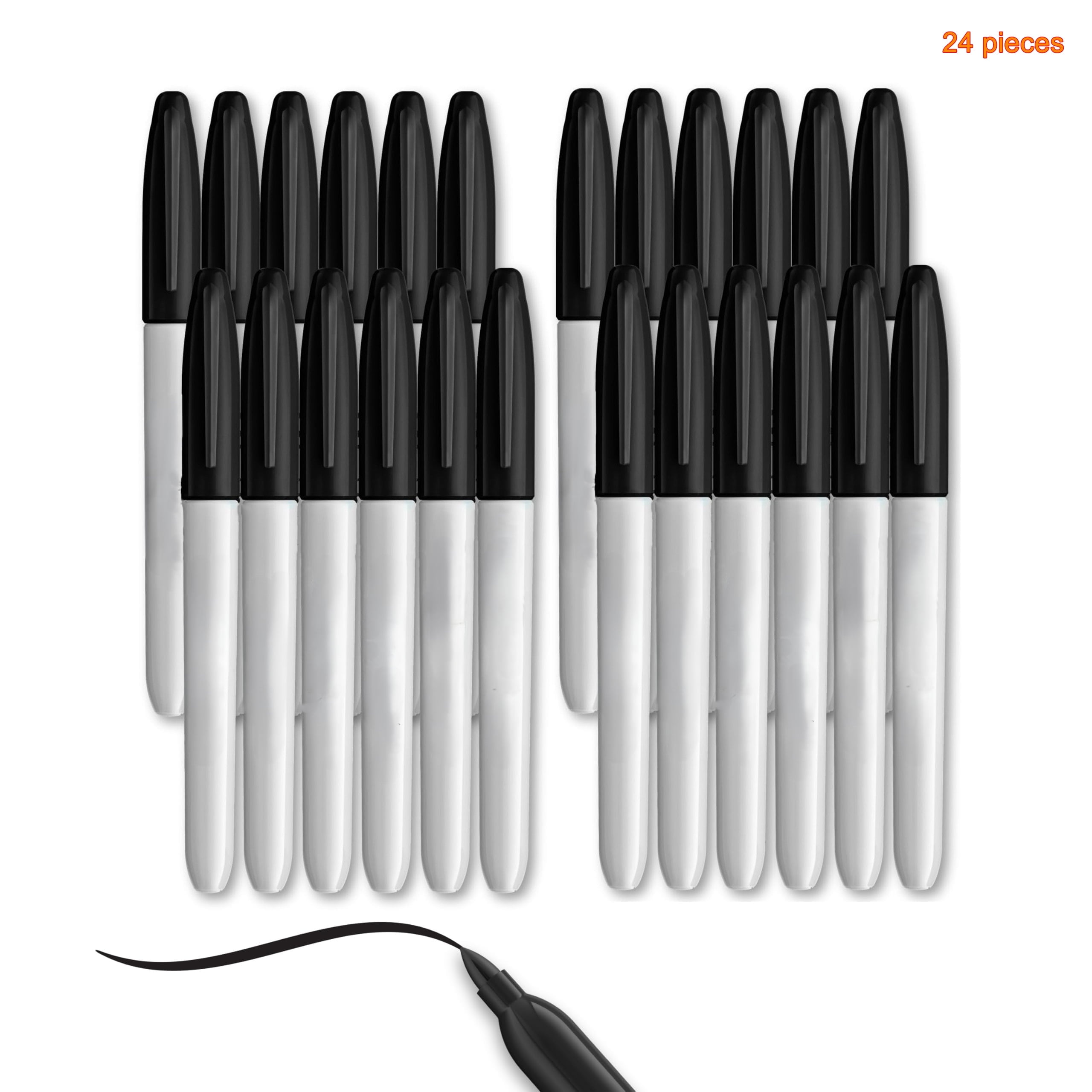 Permanent Markers, Fine Point, Black, 24 Count - For Classroom, Office ...