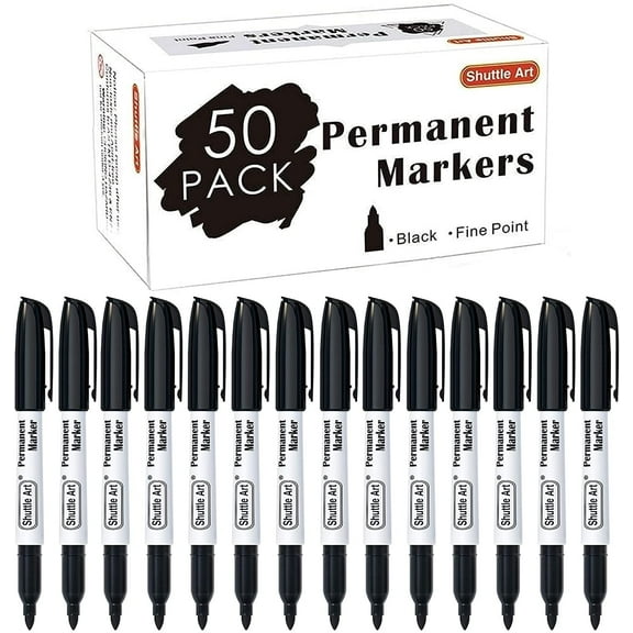 Permanent Markers Bulk, 144 Count Black Permanent Markers Set, Fine Tip ...