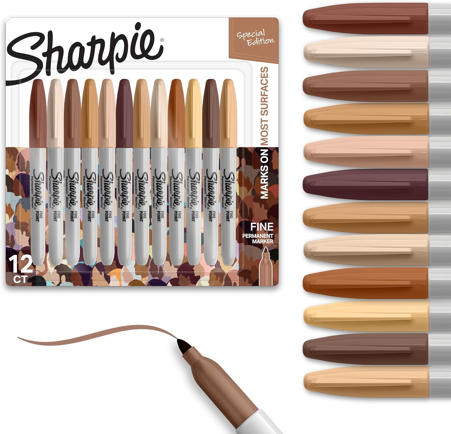 Permanent Markers, Special Edition Portrait Colors, Fine Point, 12 ...