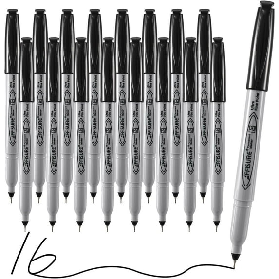 Permanent Markers, Ultra Fine Point, Black, 16 Count, 0.4mm, tip ...