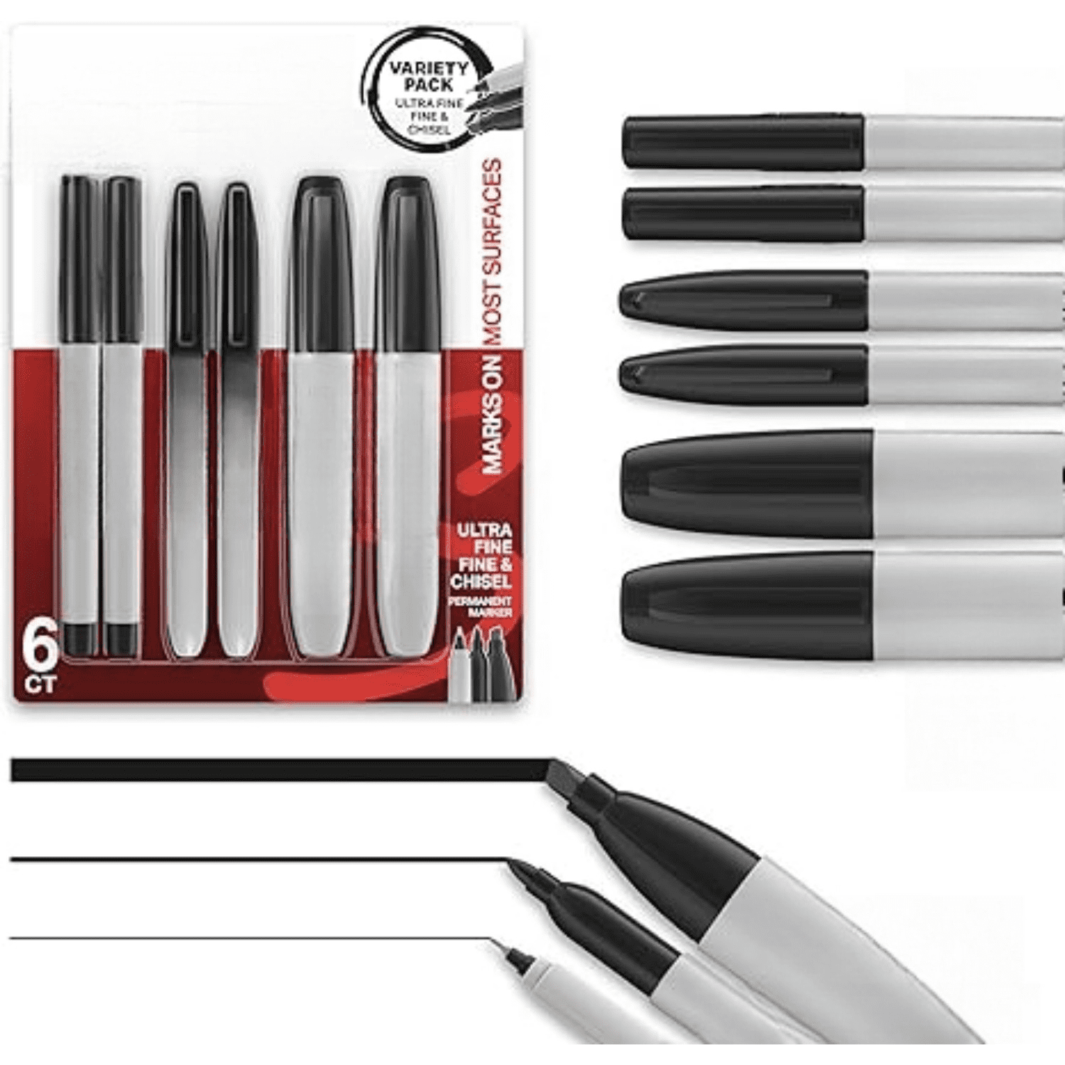 Permanent Markers Variety Pack, Featuring Ultra-Fine, Chisel Tip, And ...