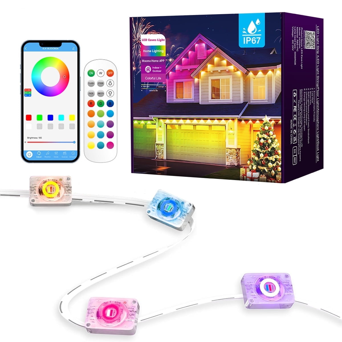 Permanent Outdoor Lights for House, 100ft 36 RGB LEDs Smart LED Eaves ...
