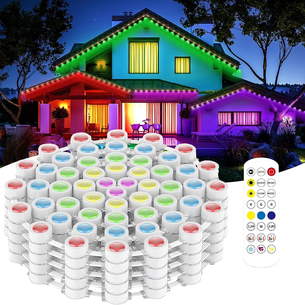 Permanent Outdoor Lights 100ft with Smart 72 LED Eaves Lights with ...